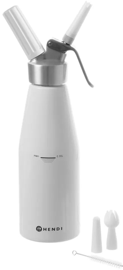 Bílá šlehačková láhev z hliníku Hendi Kitchen Line, 1 l
