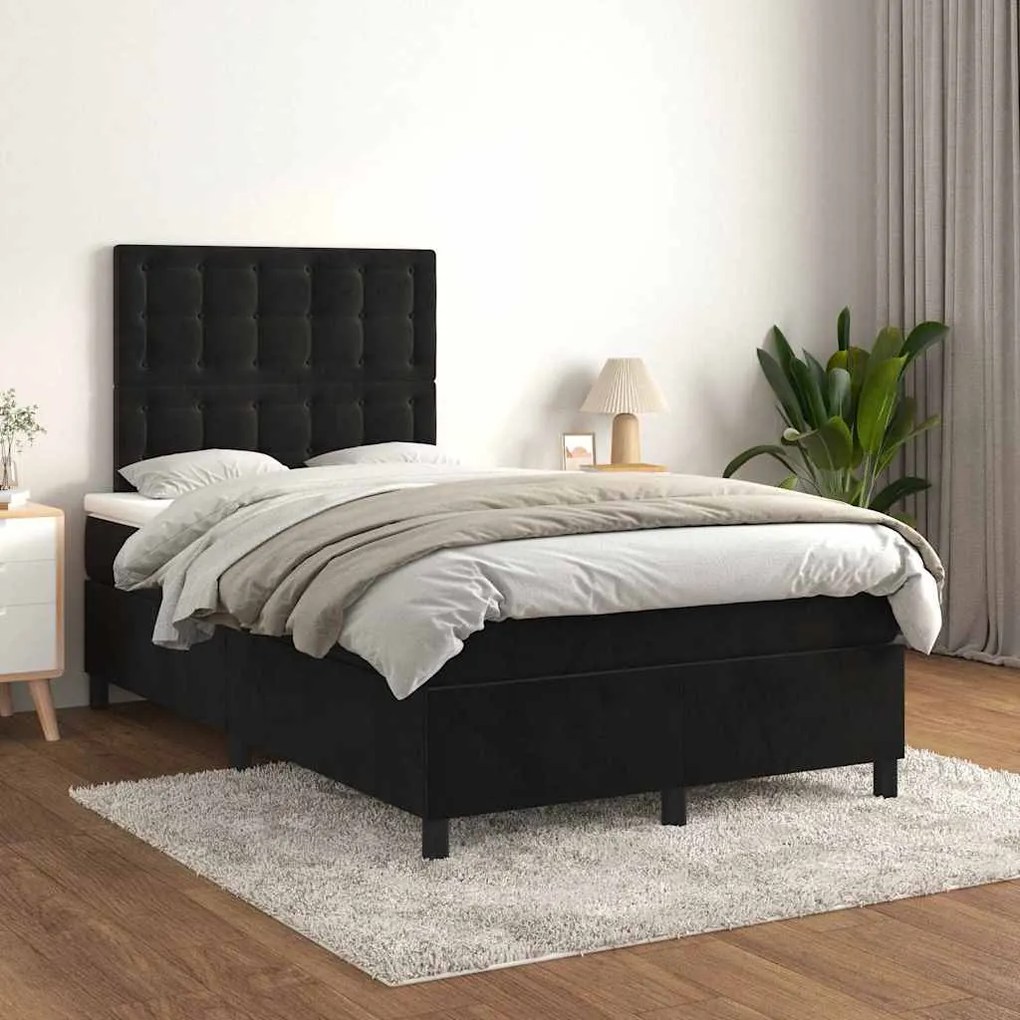 Box spring postel s matrací černá 120 x 190 cm samet 3270021