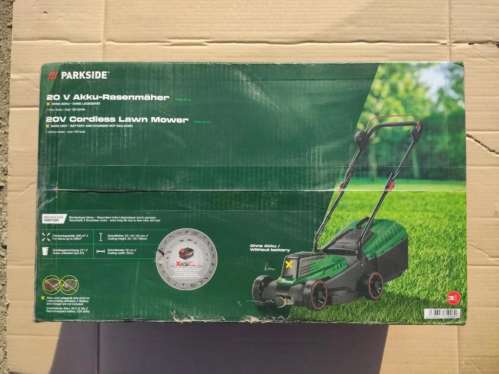 Nová aku sekačka na trávu Parkside Parm 20 A1 bez aku a nabíječky