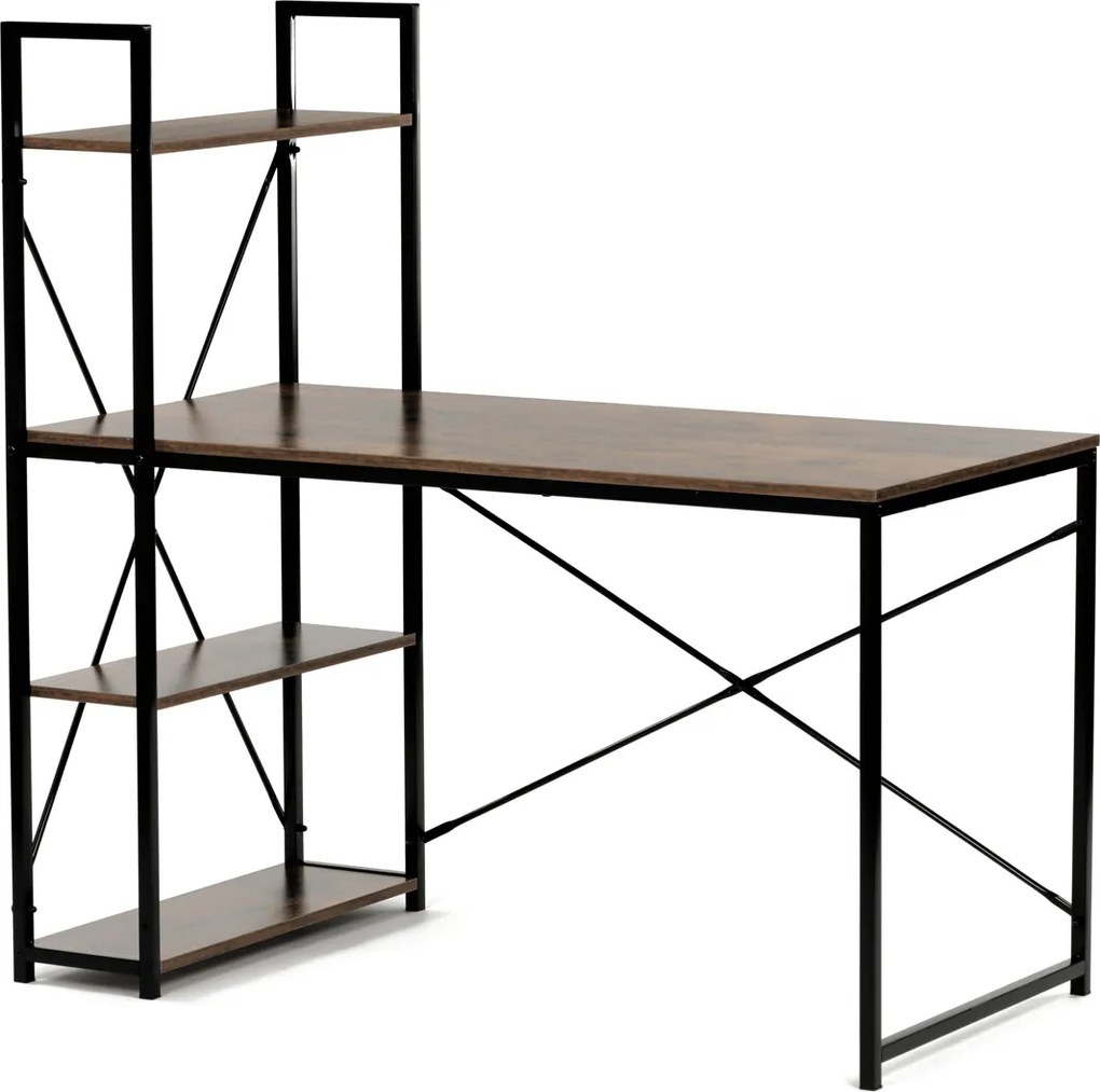 Pracovní stůl AMBIENTE - old wood dekor / černé kovové nohy