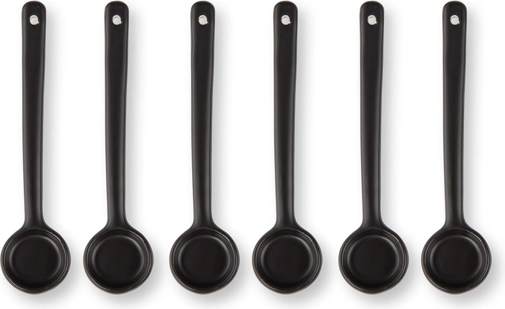 vtwonen Matt Black set 6 porcelánových lžiček, černý  (Čajové lžičky)
