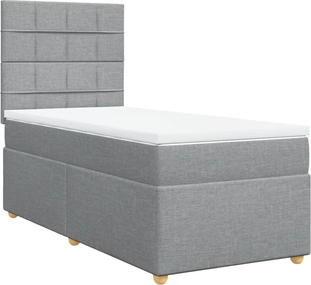 Box spring postel s matrací světle šedá 80 x 200 cm textil 3291107