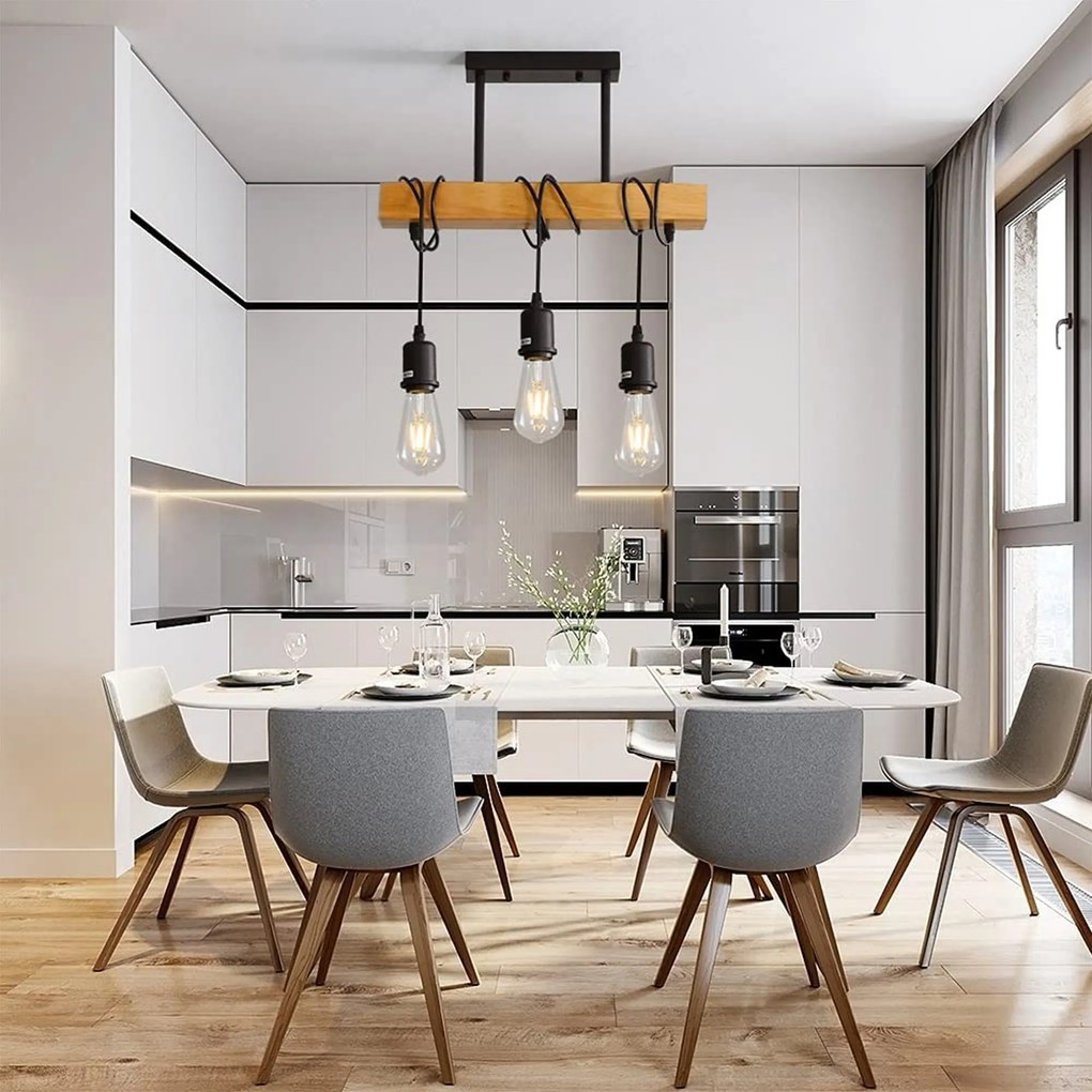 Toolight, závěsná moderní svítilna 3xE27 APP973-3CP LINE, černá-hnědá, OSW-03242