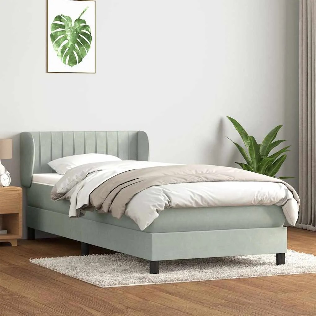 Box Spring Postel s matrací Světle šedá 90x220 cm Samet 3317721