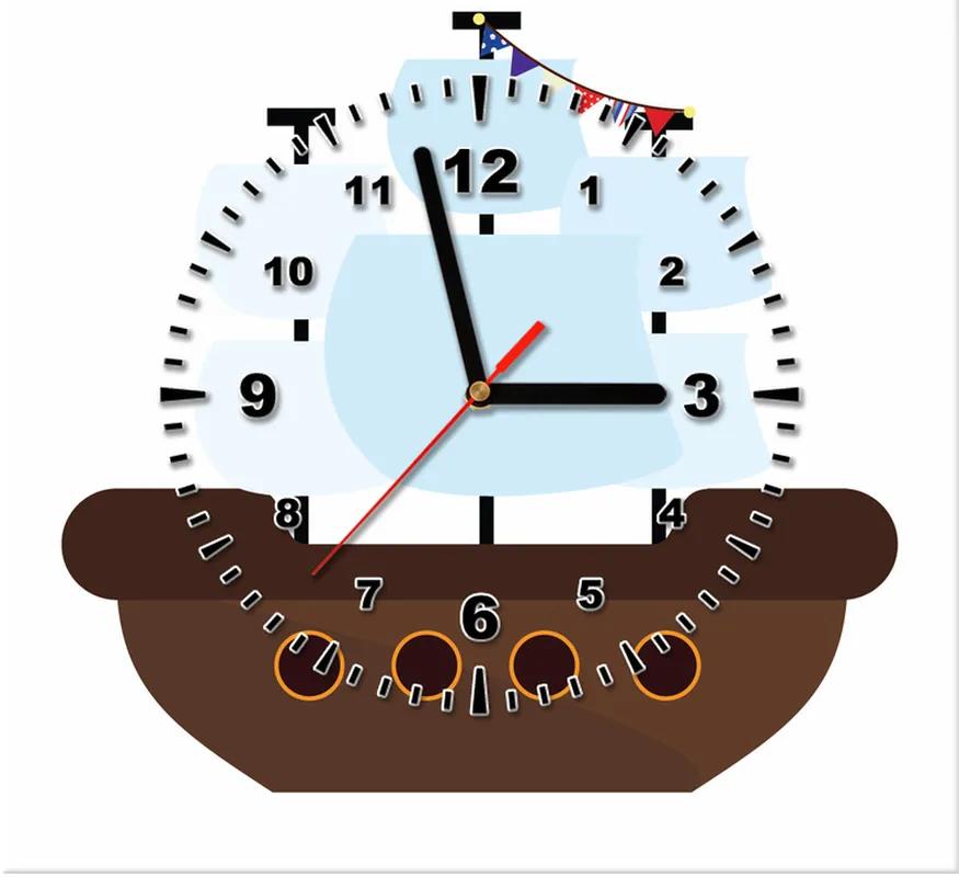 Gario Obraz s hodinami Pohádková plachetnice Rozměry: 30 x 30 cm