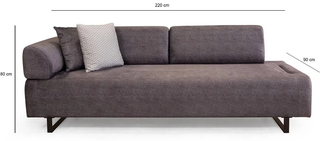 Rozkládací sedačka s odkládacím stolkem Vinaya 220 cm antracitová