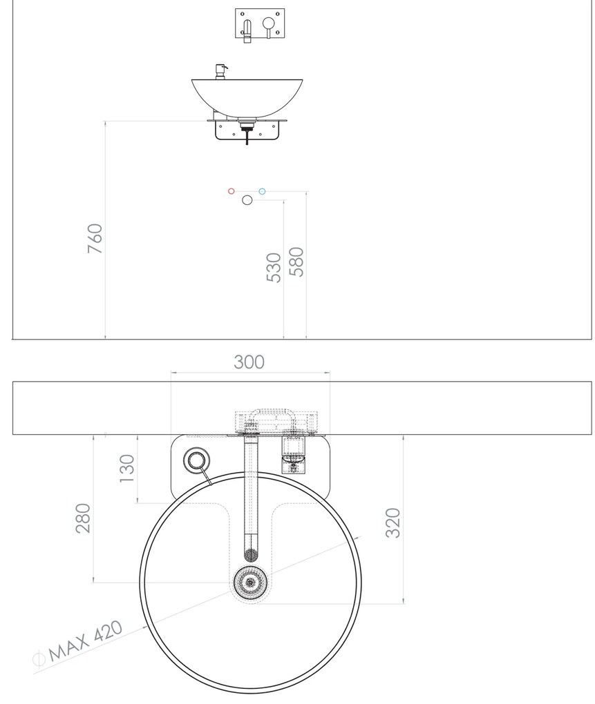 Sapho Sapho, TETRIS umyvadlo s držákem pro podomítkovou baterii, černá mat, TZ429-01
