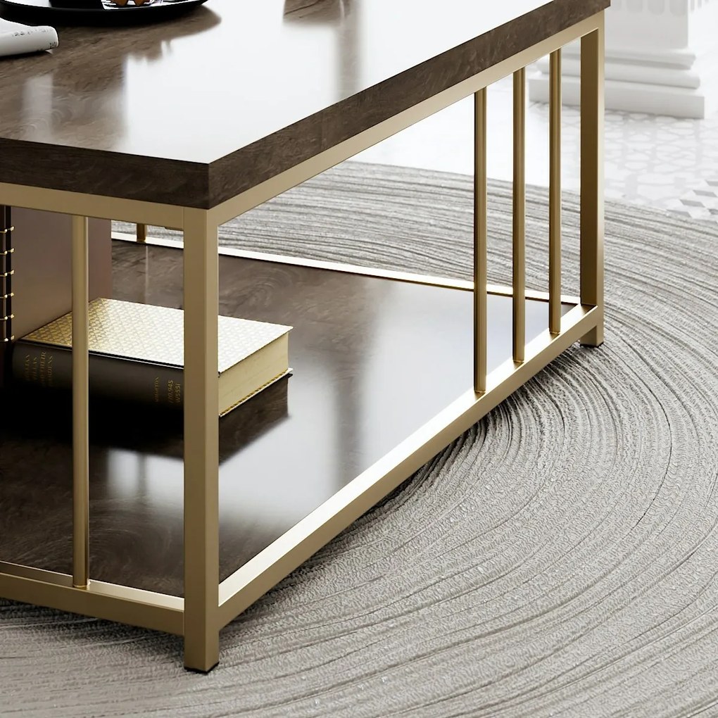 Konferenční stolek Zenn Walnut and Gold