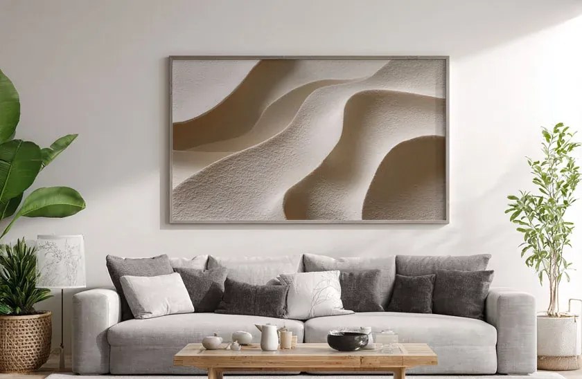 Písečné vlny - obraz - Minimalistická abstrakce v přírodních tónech 69A - A3 – 297 × 420 mm - 249 Kč