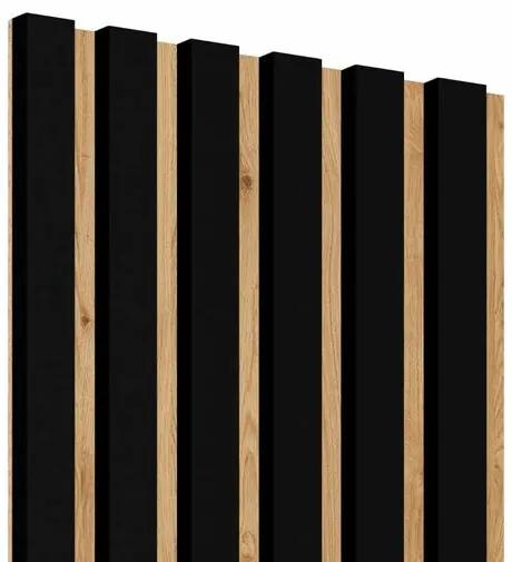 Akustické panely š. 240 cm na dubové desce HDF - Černé lamely na dubové desce