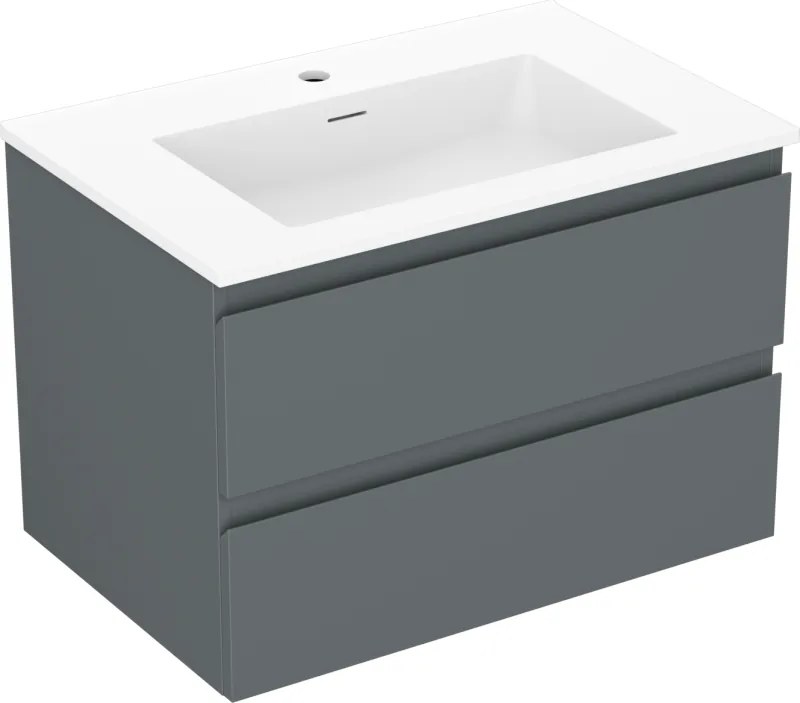 Mexen Orio, koupelnová skříňka 70 cm s umyvadlem Otis, 2 zásuvky, grafitová matná/bílá matná, 91A10-07047-2-BFF66-W18M01
