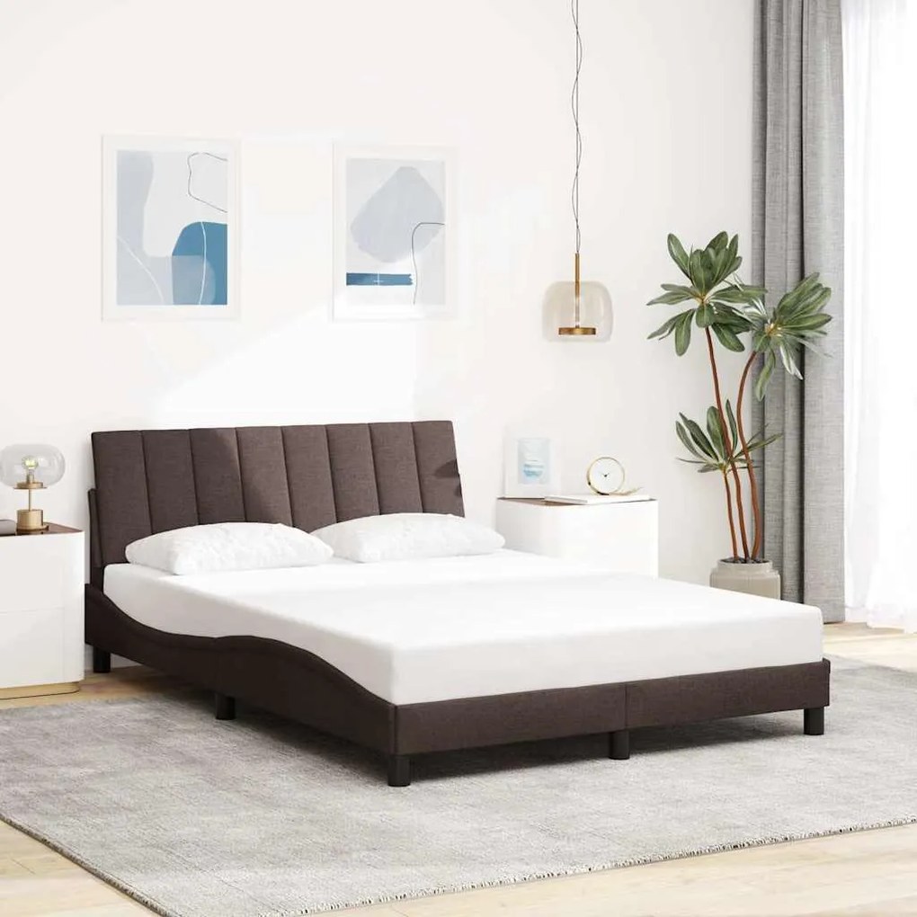 Rám postele bez matrace Hanko tmavě hnědý 140 x 200 cm textil 3310464