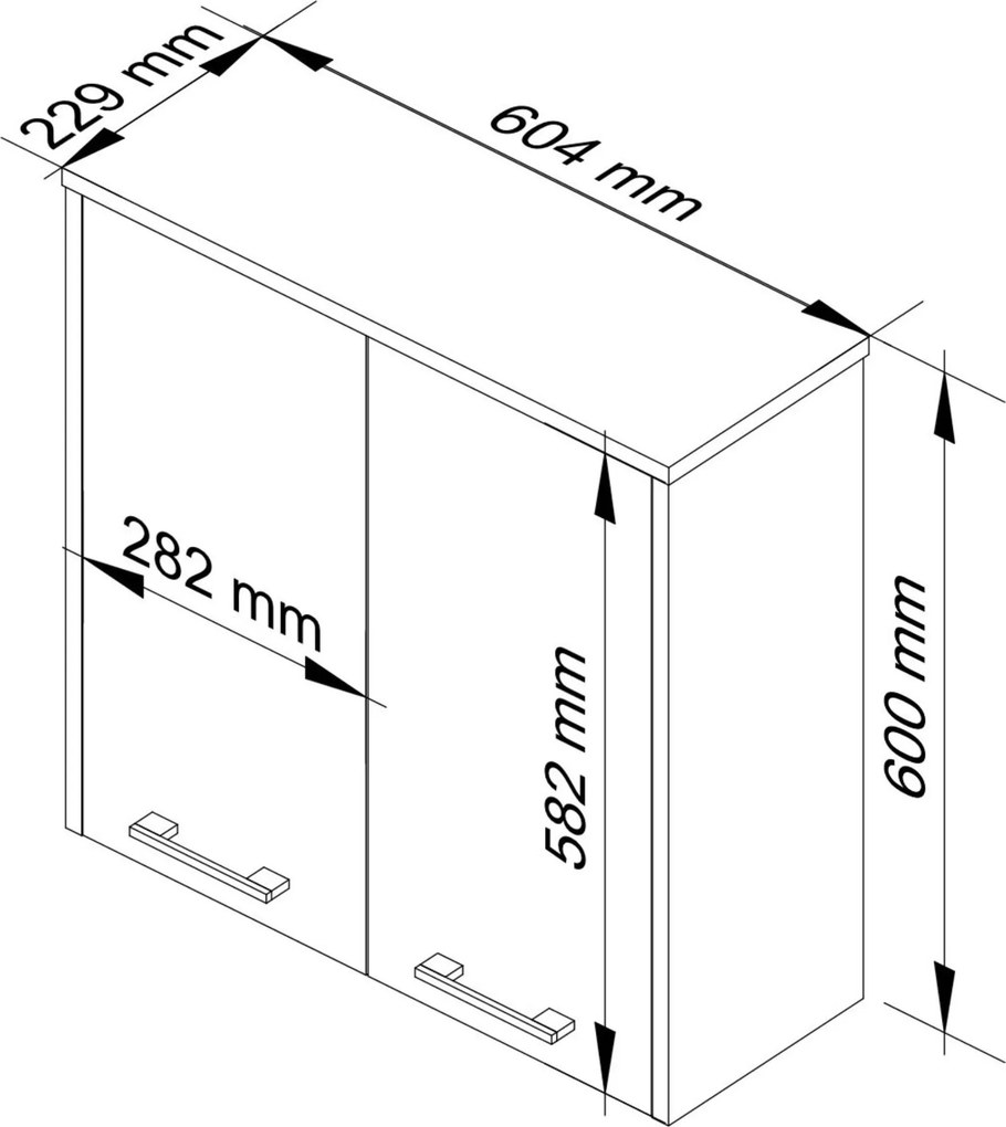 Závěsná koupelnová skříňka Fin 60 cm - výběr z 12 provedení