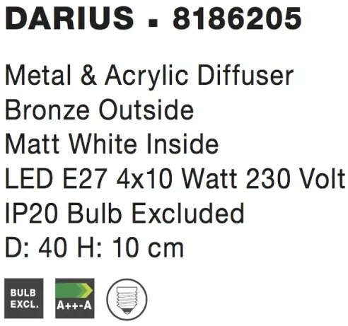 Moderní stropní svítidlo Darius 40 Brondz