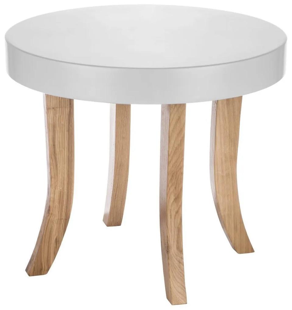 Dětský kulatý stůl dřevěné nožičky - Bílá, 37 47 cm