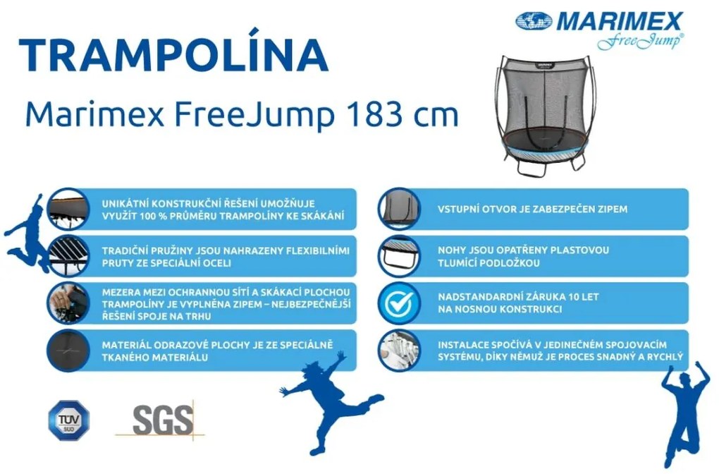 Trampolína bezpružinová Marimex Free Jump183 cm
