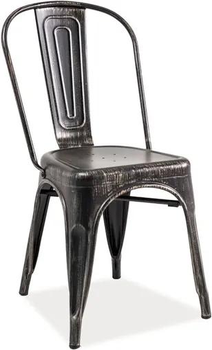 Jídelní židle Loft - černá přetíraná