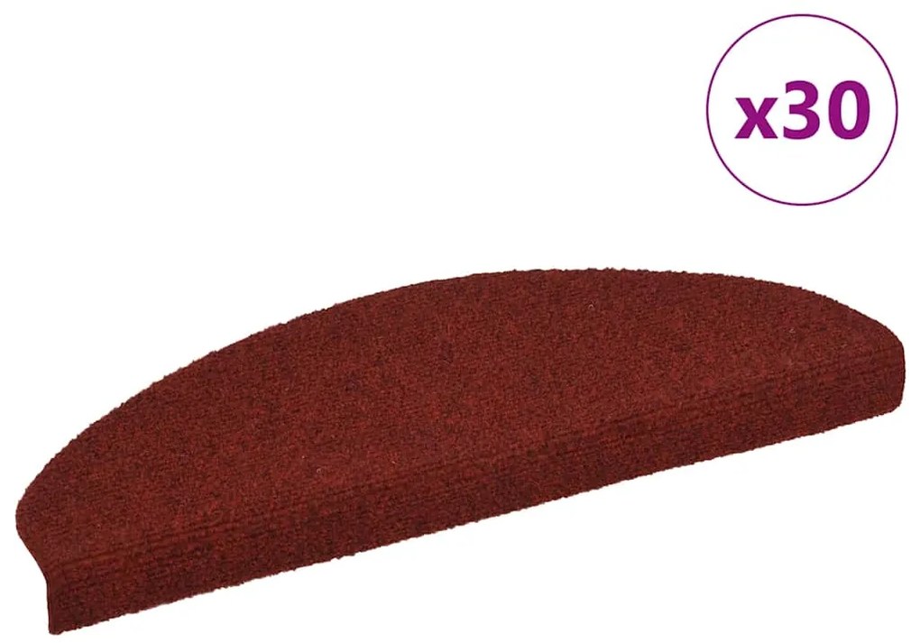 Schodové rohože samolepicí 30 ks 65 x 21 x 4 cm vínově červené půlkulaté velké 3365659