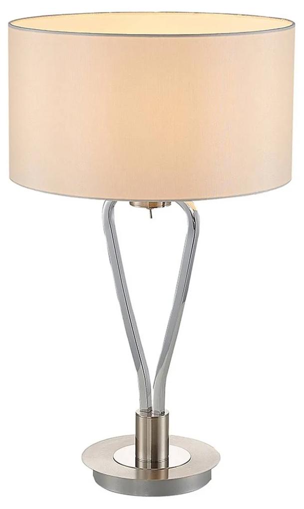 Lucande Gyda látková stolní lampa, nikl satinovaný