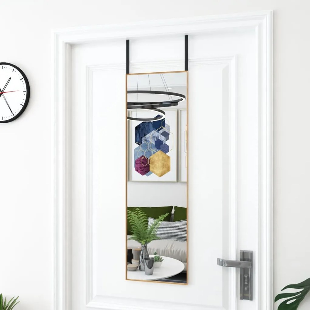 Zrcadlo na dveře zlaté 30 x 100 cm sklo a hliník 327414