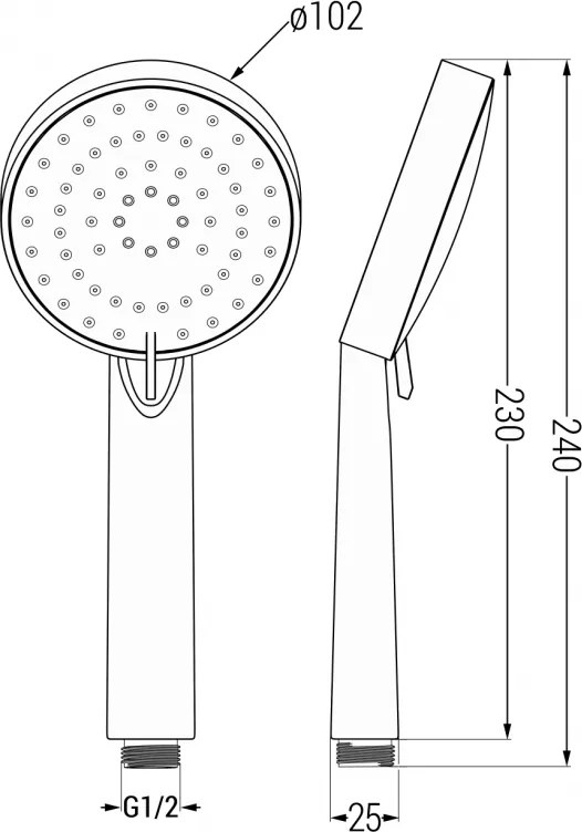 Mexen příslušenství - hlavice ruční sprchy R75 Circle, 3-funkce, černá, 79575-70