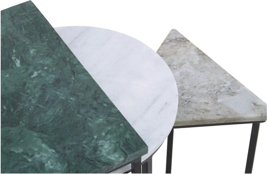Odkládací stolky v sadě 3 ks s mramorovou deskou 40x40 cm Mandoli – Premier Housewares