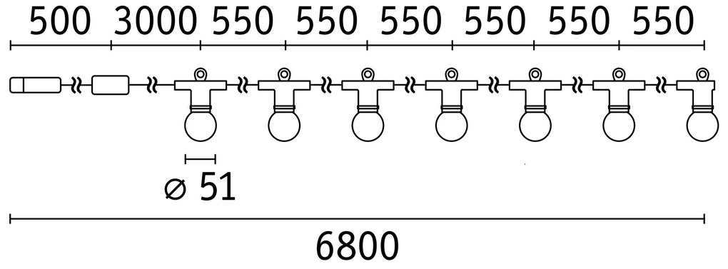 Paulmann 94165 Plug&Shine venkovní světelný řetěz, 7 x 0,2W LED 3000K, délka 6,8m, IP44