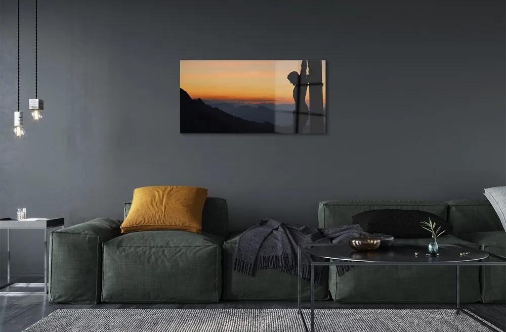 Obraz na skle Ježíš ukřižován slunce 120x60 cm