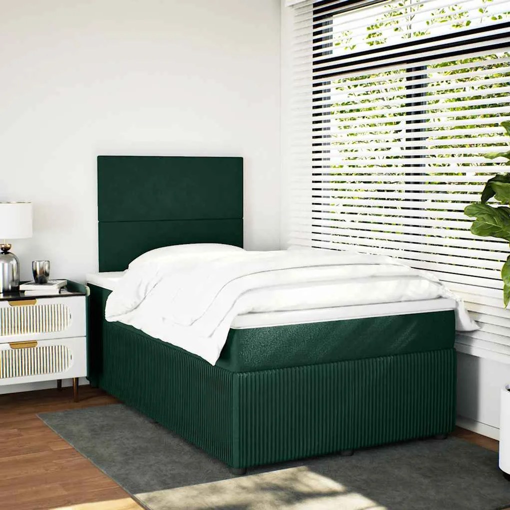Box spring postel s matrací tmavě zelená 120 x 200 cm samet 3292307