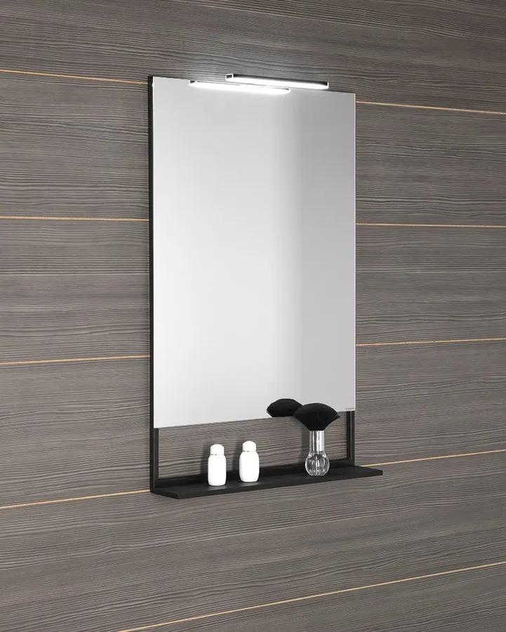 Sapho ERUPTA zrcadlo s LED osvětlením a policí 60x95cm, černá mat ERU310