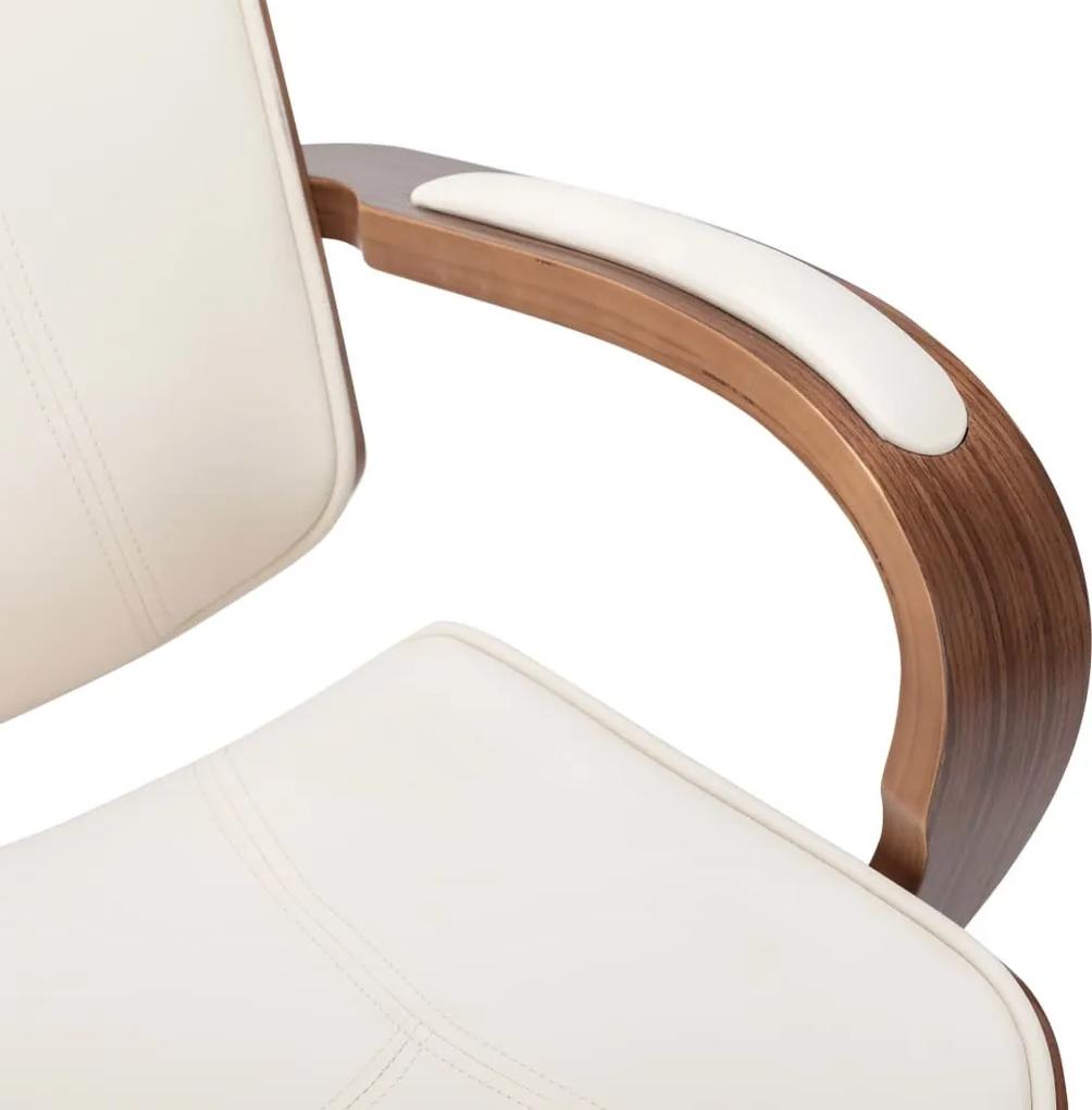 vidaXL Otočná kancelářská židle s opěrkou hlavy bílá umělá kůže ohýbané dřevo [283136] Barva: Bílo-šedá