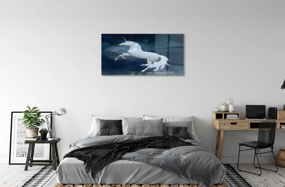 Obraz na skle Unicorn planet sky 125x50 cm