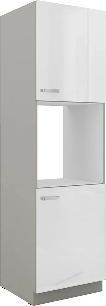 BIANCA sb | vysoká skříňka 60 DP-210 2F na vestavnou troubu | 60 cm | světle šedá/bílá lesk