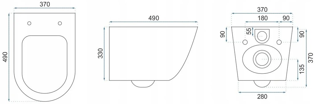 Rea CARLO mini - rimless závěsná WC mísa 49x37 s pomalu-padajícím sedátkem, bílá-zlatý okraj, REA-C1222