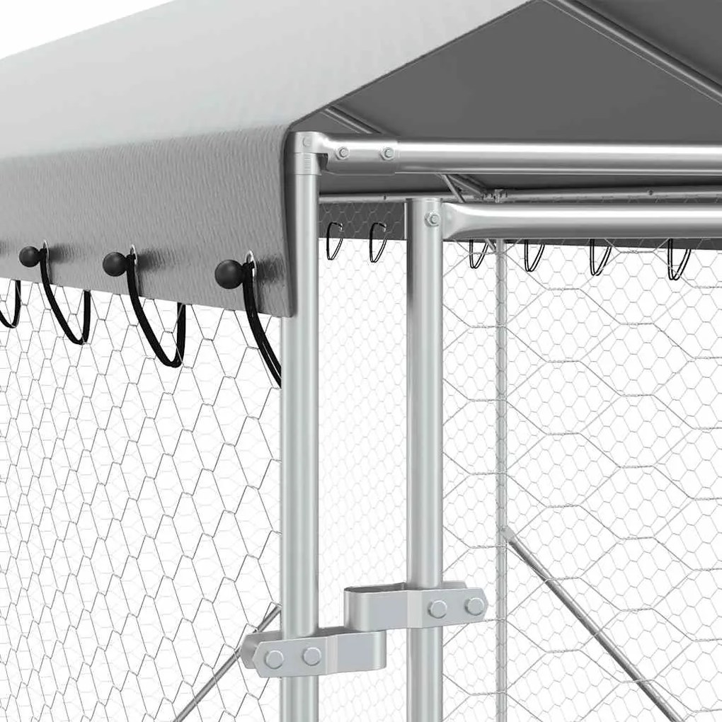 Venkovní psí kotec se střechou stříbrný 2 x 14 x 2,5 m ocel 3190485