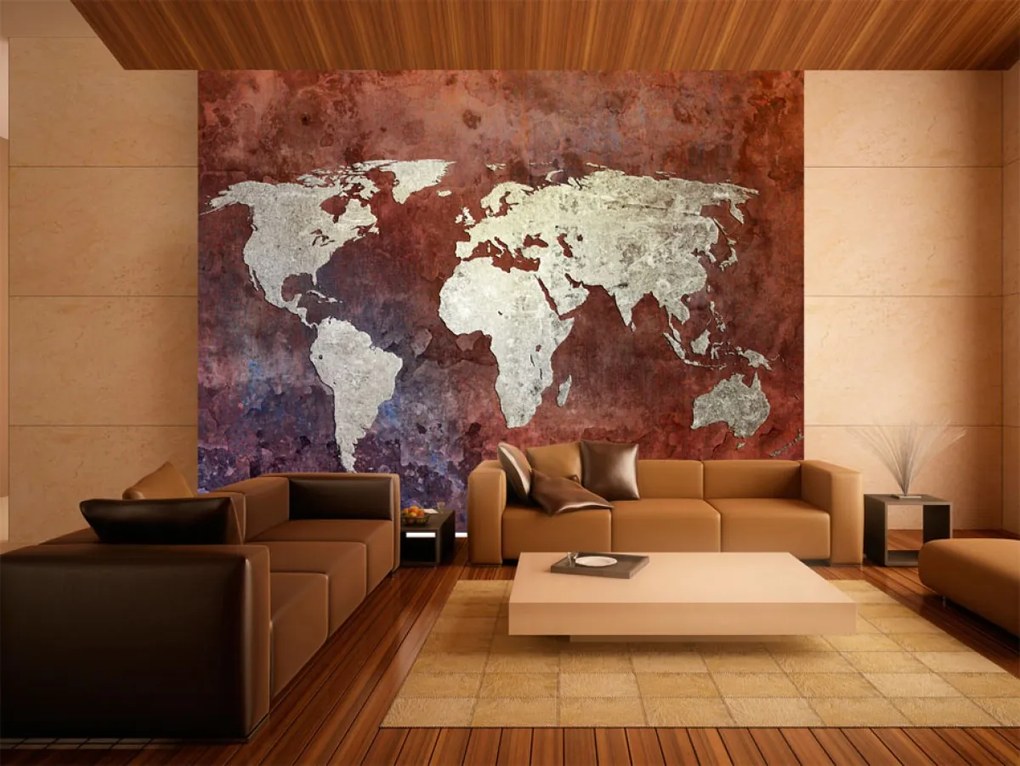 Tapeta - Železná mapa světa (150x116 cm) - Murando DeLuxe