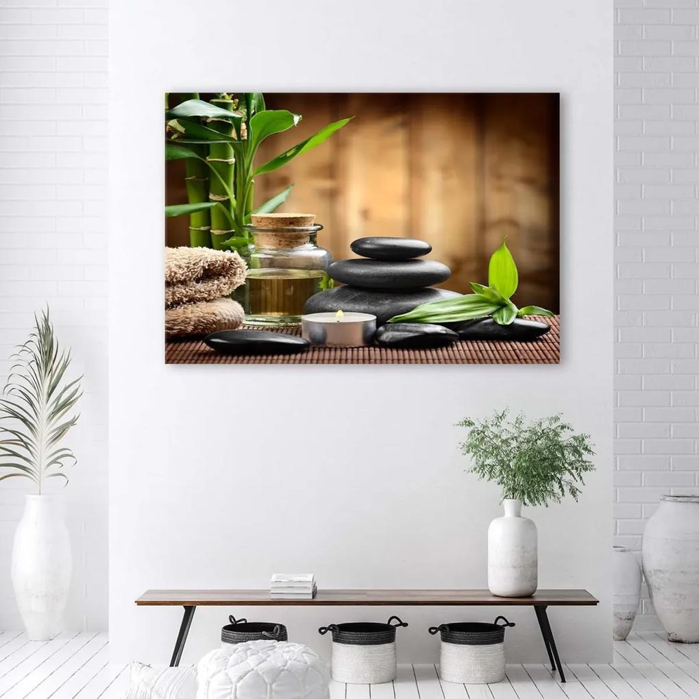 Obraz na plátně Kameny Bambus Zen Lázně - 100x70 cm