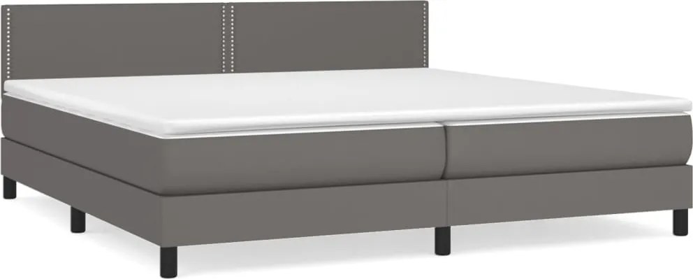 Box spring postel s matrací šedá 200x200 cm umělá kůže 3141087