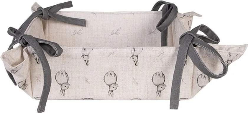 Béžový textilní košík na pečivo s králíčkem Bunny Buddies - 35*35*8 cm