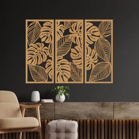 Třídílný obraz na zeď monstera | SENTOP HDF0523