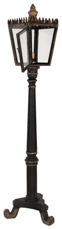 Černá stojací lampa ve tvaru plynové lucerny – 44x40x172 cm