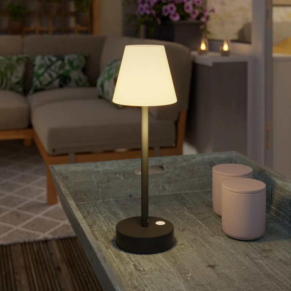 Stolní lampa tmavě šedá vč. LED dobíjecí s dotykovým stmívačem - Renata