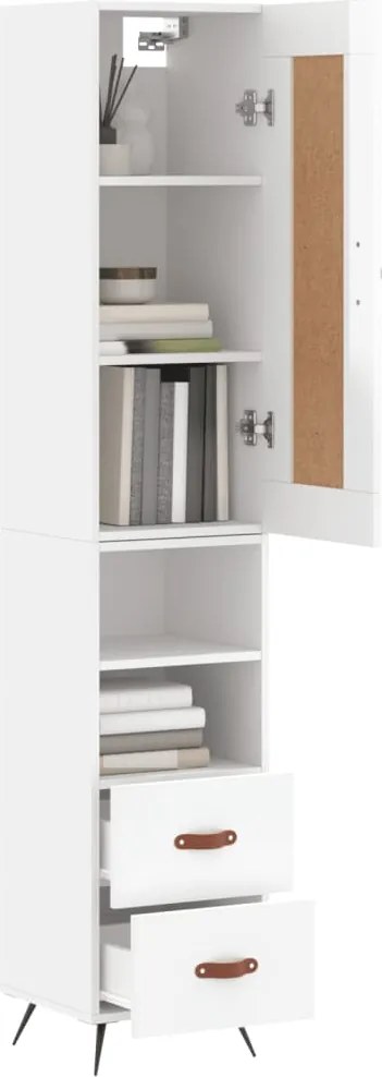 Skříň highboard bílá s vysokým leskem 34,5x34x180 cm kompozit 3200235