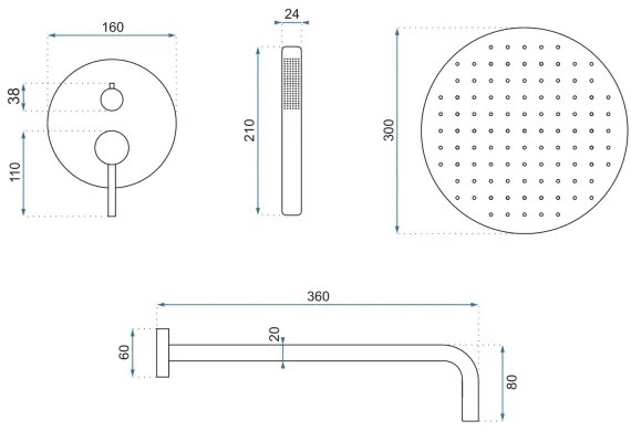 REA-P4100 - Sprchová sada s podomítkovou baterií LUNGO černá