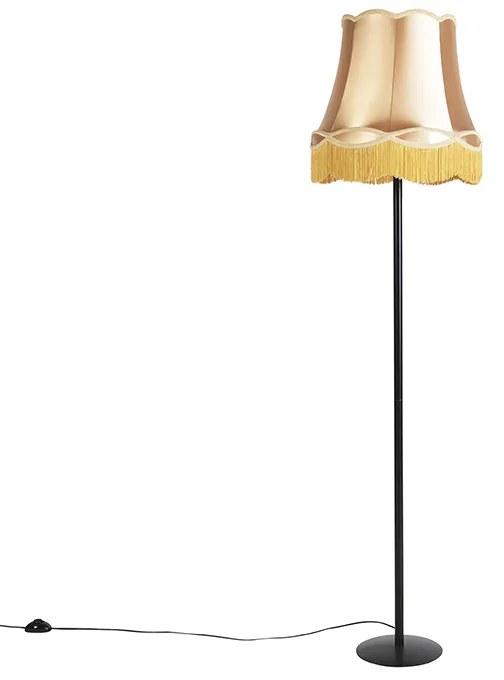 Retro stojací lampa černá s odstínem Granny zlatá 45 cm - Simplo