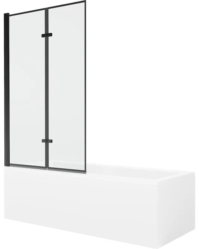 Mexen Cubik obdélníková vana 170 x 70 cms pláštěm 2-křídlovou zástěnou 100 cm, Černý vzor - 550317070X9210027070