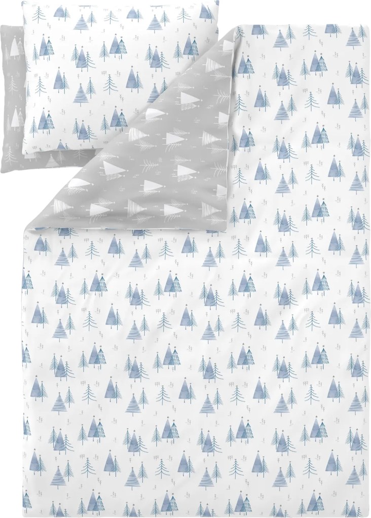 Livarno® Ložní povlečení z jemného flanelu, 240 x 220 cm, 70 x 90 cm (vánoční stromek / modrá)