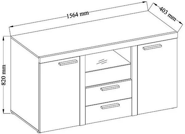 Komoda se zásuvkami Rumba, bílá, s osvětlením