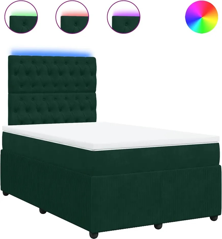 Box spring postel s matrací tmavě zelená 120 x 200 cm samet 3294619
