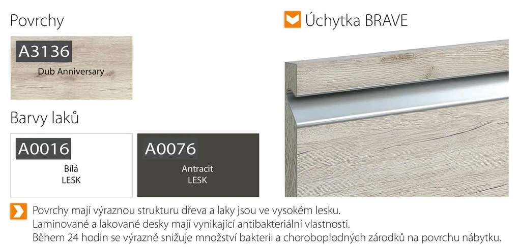 Intedoor koupelnová skříňka Brave š.610 mm, 2 zásuvky BR 60 2Z Varianta: A0016 Bílá LESK
